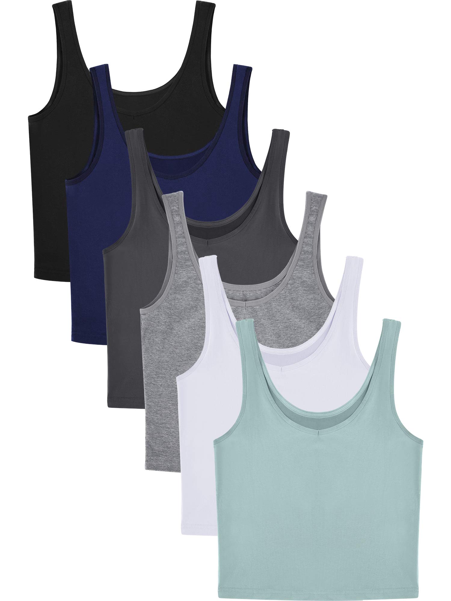 6 Pieces Women Basic Crop Tank Tops Sleeveless Sports Crop Top(Adorable Style, Medium)