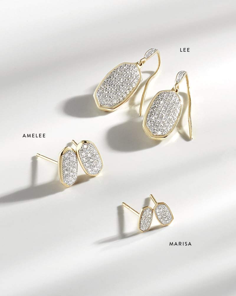Kendra Scott White Diamond Marisa Stud Earrings in 14k White Gold, Fine Jewelry for Women