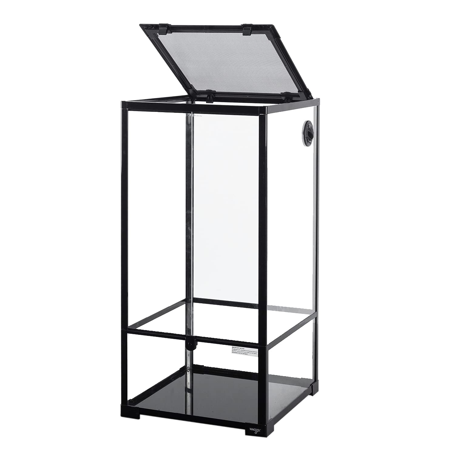 WACOOL Glass 50 Gallon Reptile Tank, Front Opening Chameleon Cage 18" x 18"x 36", 3-in-1 Side Design(Glass or Mesh+Glass), Bio Deep Base 10" Vertical Reptile Cage for Frog Iguana