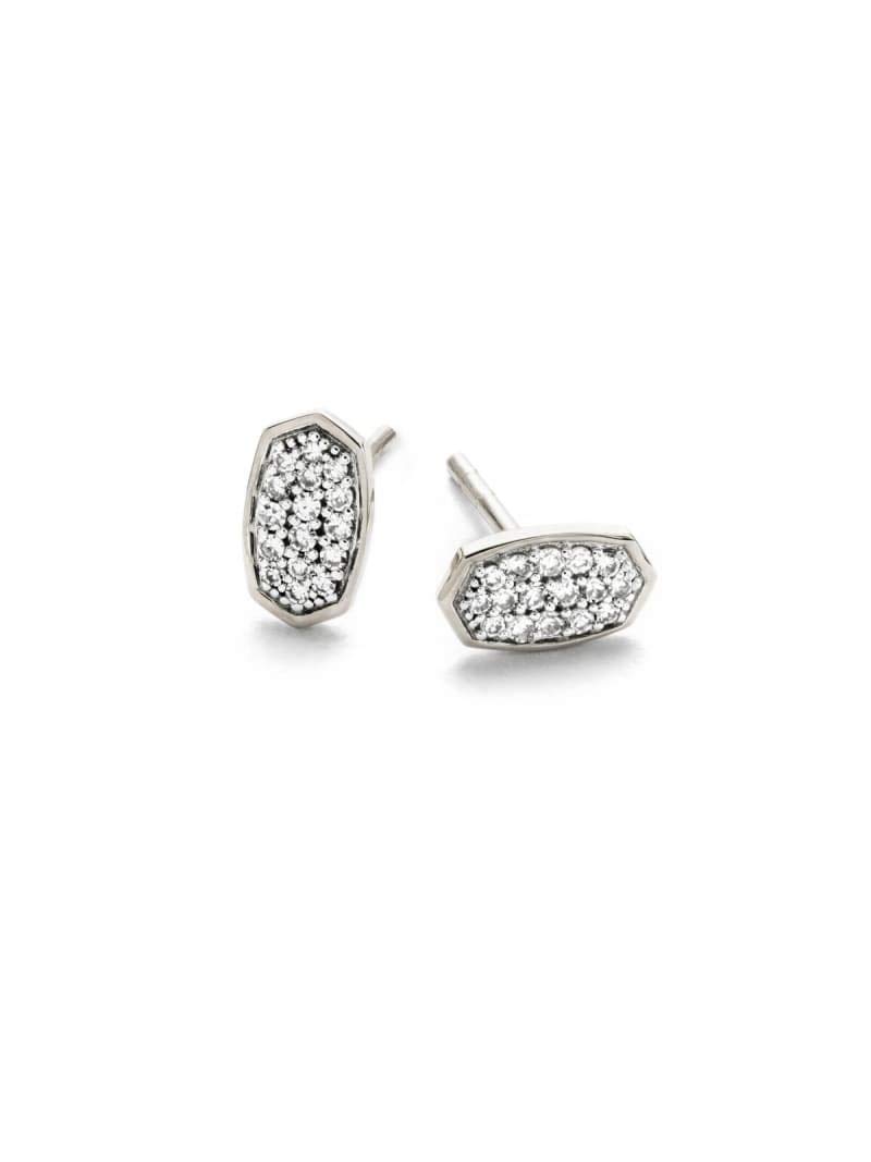 Kendra Scott White Diamond Marisa Stud Earrings in 14k White Gold, Fine Jewelry for Women