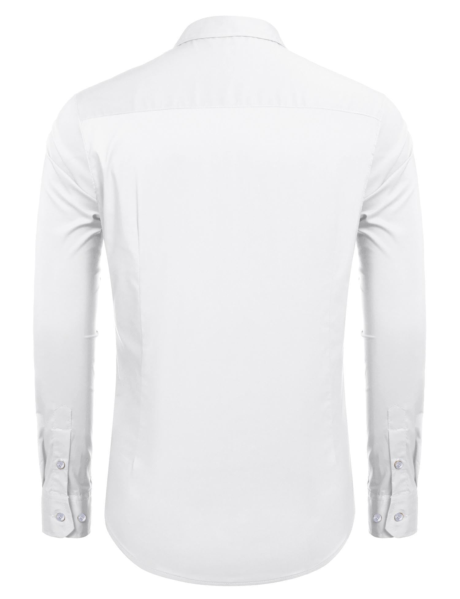 COOFANDY Long Sleeve Button Down Shirts Solid Fitted Dress Shirt for Men White