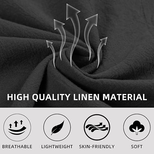 BCOFUI Womens Linen Wide Leg Pants High Waisted Drawstring Baggy Loose Beach Trousers with Pocket