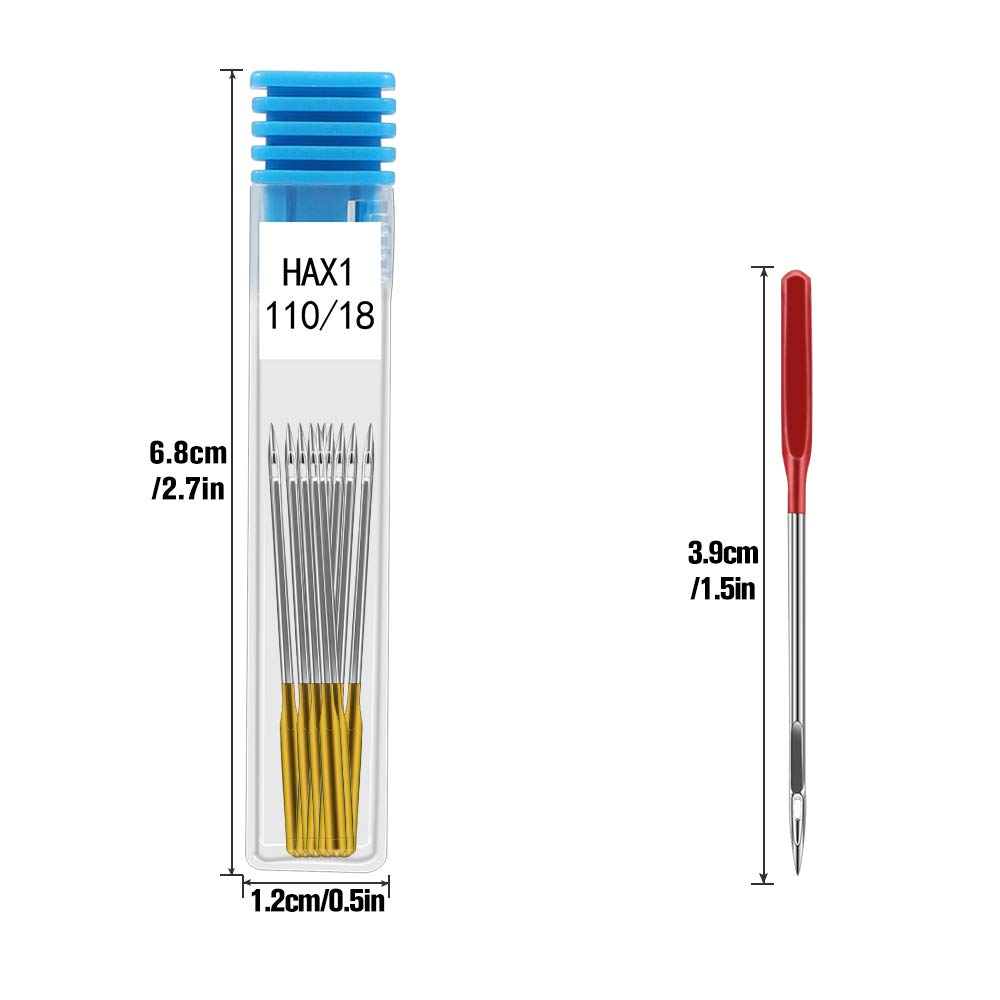 Amytalk 50PCS Sewing Machine Needles Universal Regular Point Machine Needles Compatible for Singer, Brother, Janome, Varmax with Size in 65/9, 75/11, 90/14, 100/16, 110/18 (5 Colors)