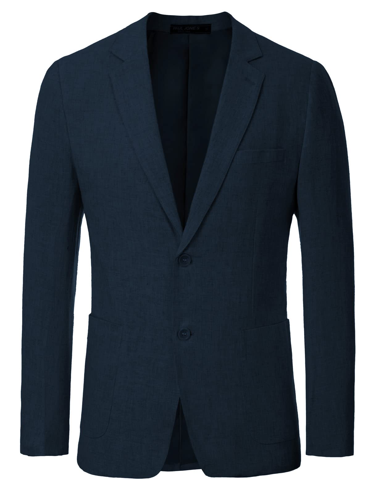 Men's Tailored Linen Blazer Casual Slim Fit Lightweight Jacket Navy L