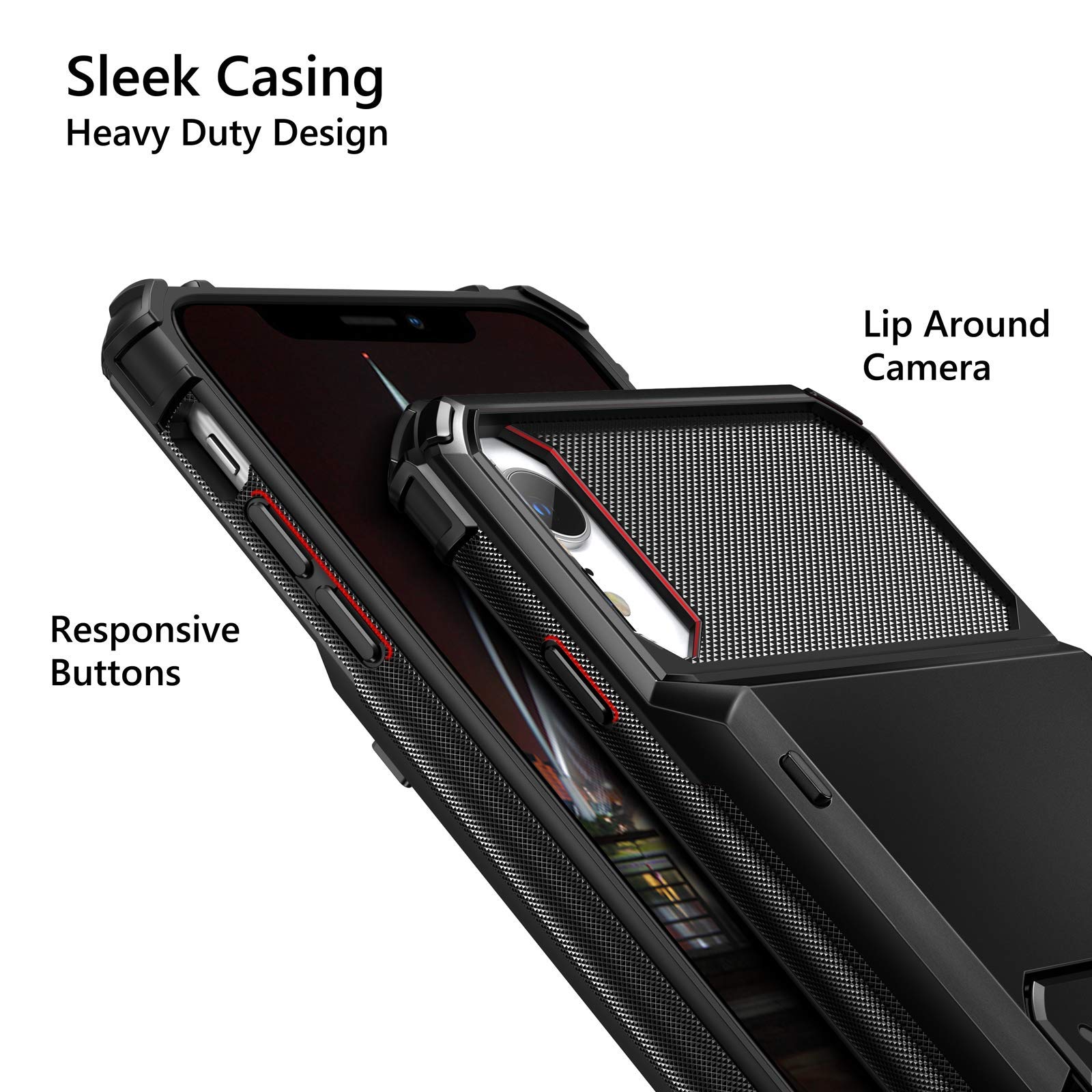 Vofolen for iPhone XR Case Wallet ID Slot Credit Card Holder Spring Pocket for Men Women Scratch Resistant Dual Layer Protective Bumper Rugged TPU Rubber Armor Hard Shell Cover for iPhone XR 10R Black