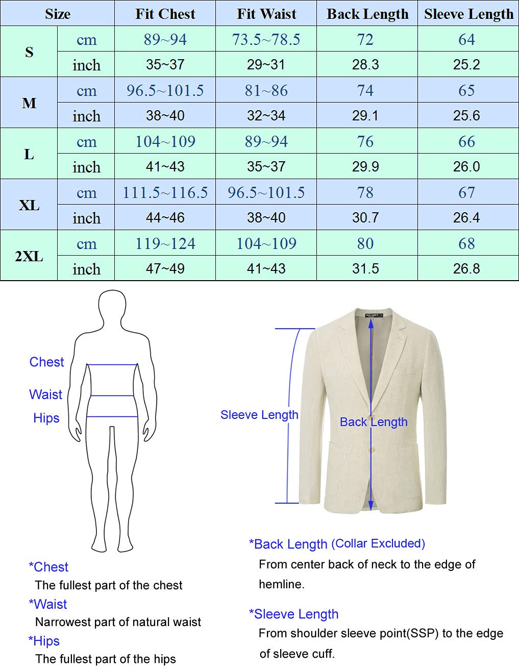 Mens Sport Coat Slim Fit Casual Jackets Two Button Linen Blazer Business Khaki XXL