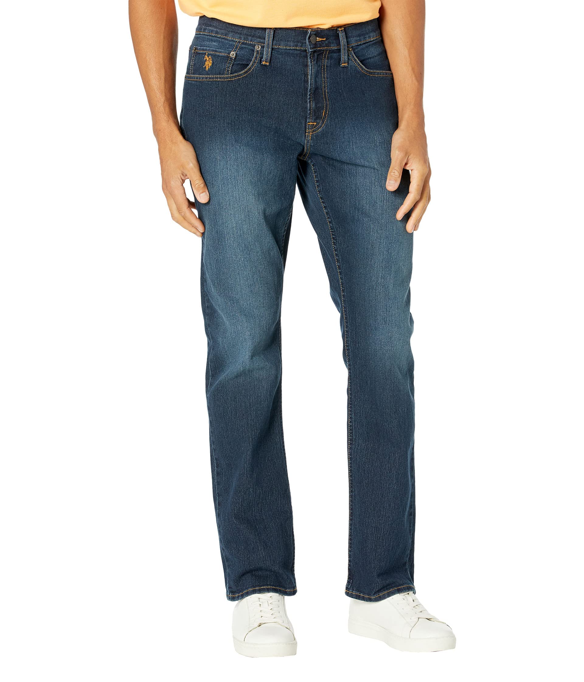 U.S. POLO ASSN. (3008 Stretch Slim Straight Five-Pocket Denim Jeans - Jeans for Women - Zip Fly Button Blue 32 30