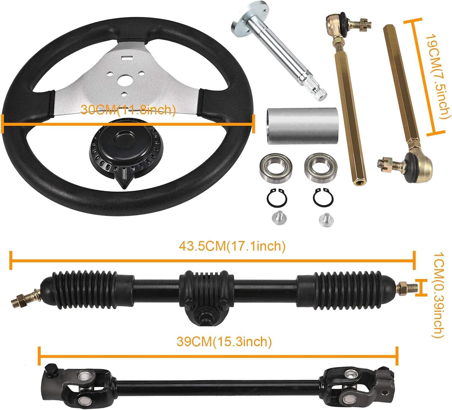 300mm Steering Wheel Tie Rod Rack Adjustable Shaft Tie Rod Kits for Go Kart ATV UTV 110cc 125cc 140cc 150cc