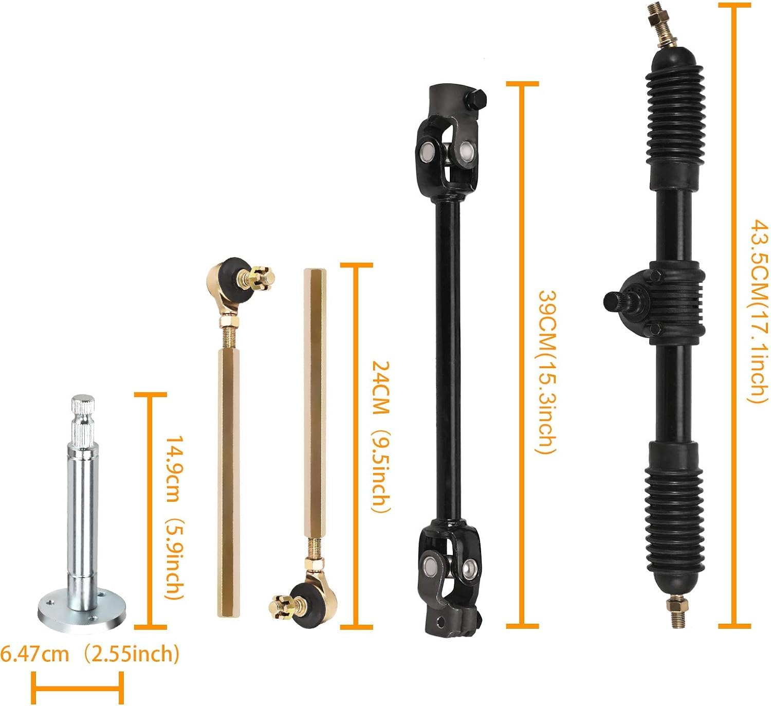 300mm Steering Wheel Tie Rod Rack Adjustable Shaft Tie Rod Kits for Go Kart ATV UTV 110cc 125cc 140cc 150cc