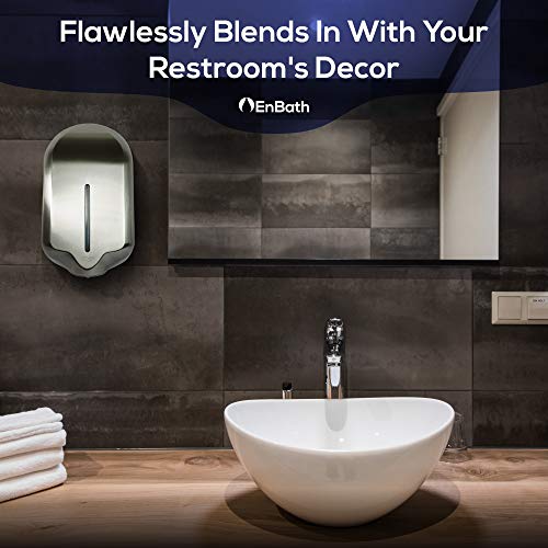 Automatic Commercial Soap Dispenser Wall Mount β Large 40oz (1200ml) Touchless Wall Mounted Dispensers for Business & Home Bathroom, Stainless Steel Design for Liquid Soap & Hand Sanitizer by EnBath