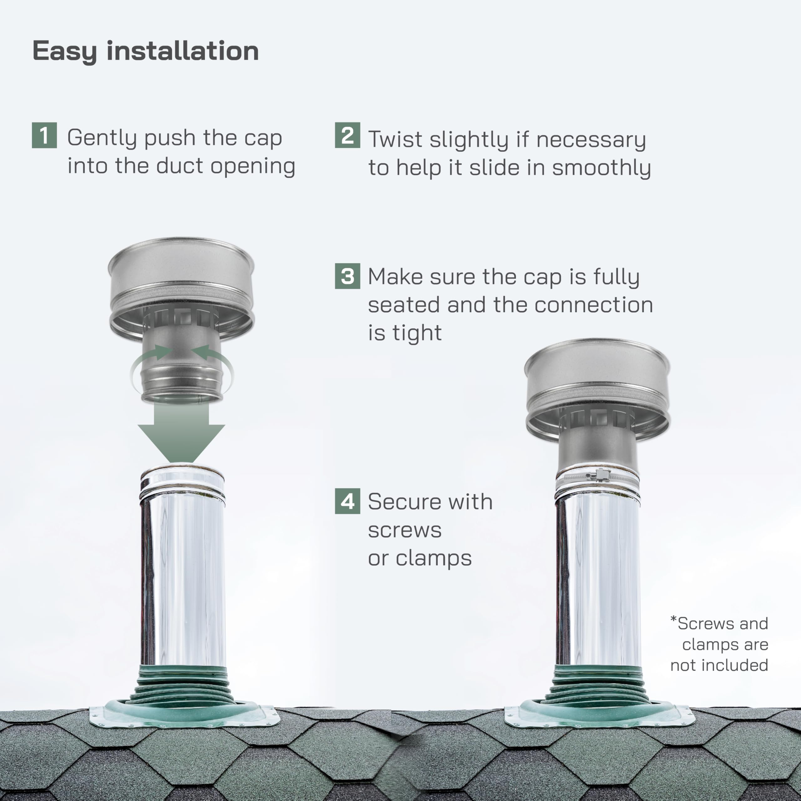 Vent Systems 4" Inch Galvanized Steel Round Roof Vent Cap - All-Season Round Exhaust Protector Cap - Perfect Insulation Roof Vent Cover - Chimney Rain Guard 100 mm