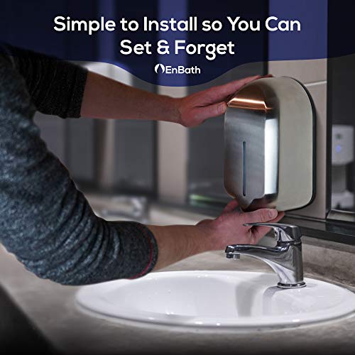 Automatic Commercial Soap Dispenser Wall Mount β Large 40oz (1200ml) Touchless Wall Mounted Dispensers for Business & Home Bathroom, Stainless Steel Design for Liquid Soap & Hand Sanitizer by EnBath
