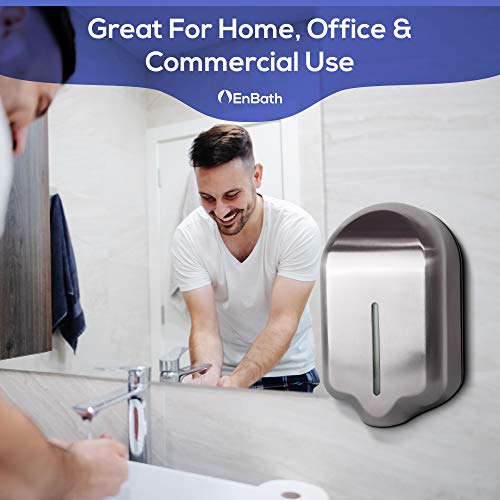 Automatic Commercial Soap Dispenser Wall Mount β Large 40oz (1200ml) Touchless Wall Mounted Dispensers for Business & Home Bathroom, Stainless Steel Design for Liquid Soap & Hand Sanitizer by EnBath