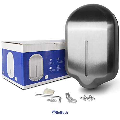 Automatic Commercial Soap Dispenser Wall Mount β Large 40oz (1200ml) Touchless Wall Mounted Dispensers for Business & Home Bathroom, Stainless Steel Design for Liquid Soap & Hand Sanitizer by EnBath