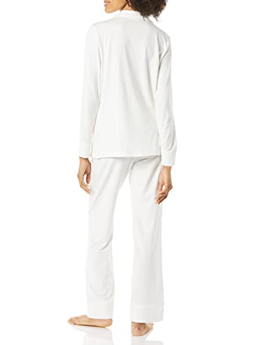 Amazon Essentials Women's Cotton Modal Long-Sleeve Shirt and Full-Length Bottom Pajama Set, White, X-Large