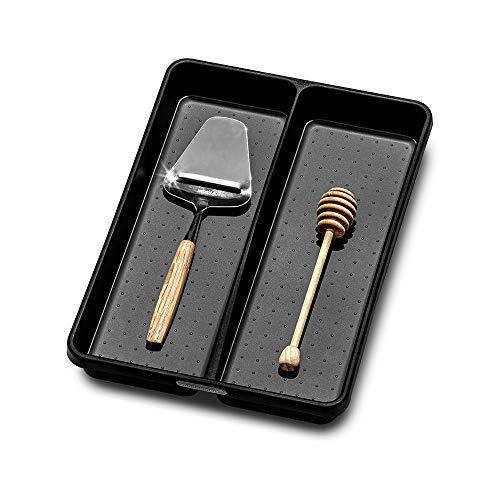 madesmart Utensil Tray-CARBON COLLECTION 2 Compartments, Soft-Grip Lining & Non-Slip Feet & BPA-Free, Small