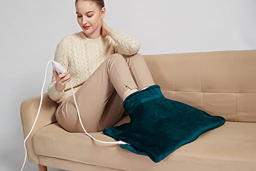 Ruqiji 26" x 35" Neck&Shoulder&Back Heating Pad with Fast-Heating Technology&10 Temperature Settings, Flannel Electric Heating Pad/Pain Relief for Back/Neck/Shoulders/Menstrual Pain/Cramp (Dark Teal)
