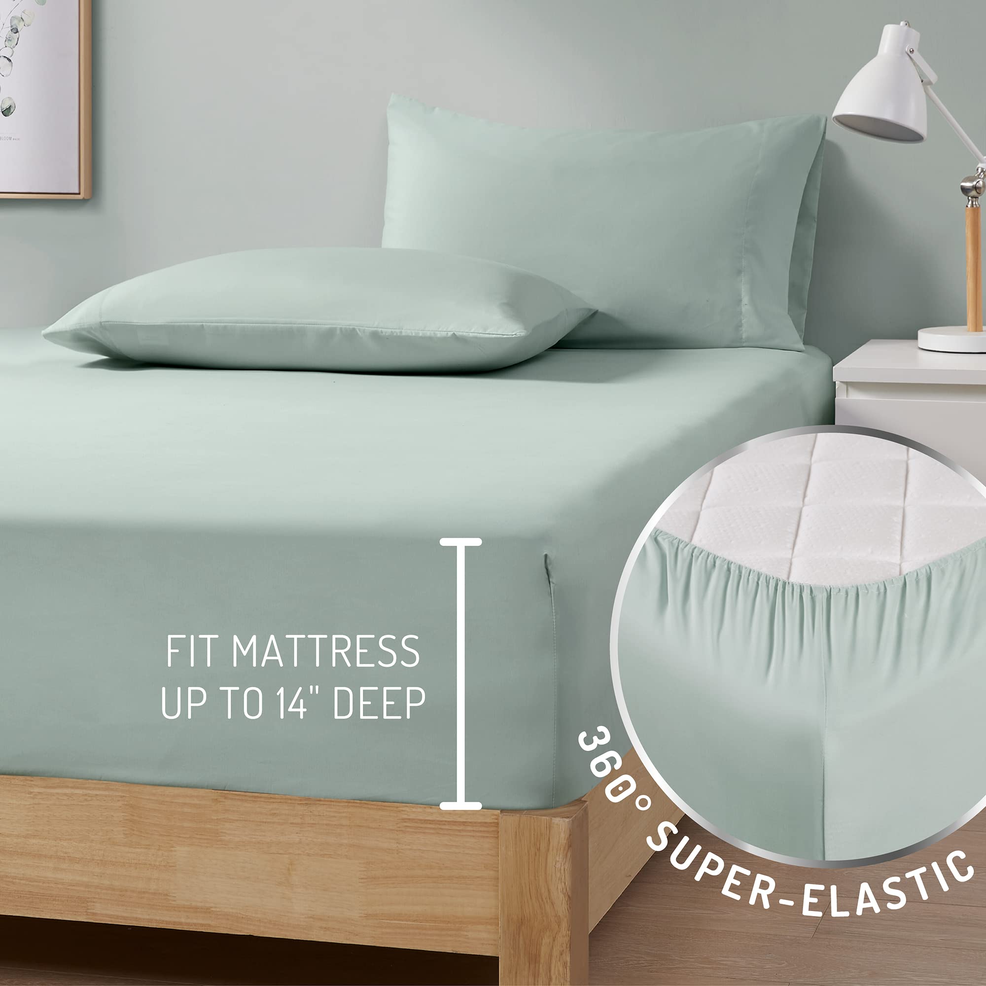 Degrees of Comfort Coolmax Cooling Sheets Set for Twin Size Bed, Moisture Wicking for Night Sweats Best Comfort, Cool Sheets for Hot Sleepers During Warm Weather with Deep Pocket, Mint-3PC