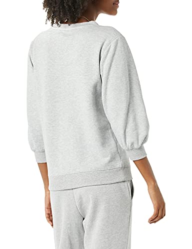 Amazon Essentials Women's Fleece Sleeve Detail Crewneck Sweatshirt, Grey Heather, X-Large