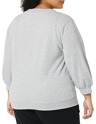 Amazon Essentials Women's Fleece Sleeve Detail Crewneck Sweatshirt, Grey Heather, X-Large