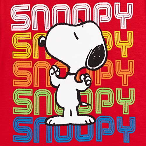 PEANUTS Snoopy Little Boys Fleece Pullover Sweatshirt and Pants Set Red/Black 7-8