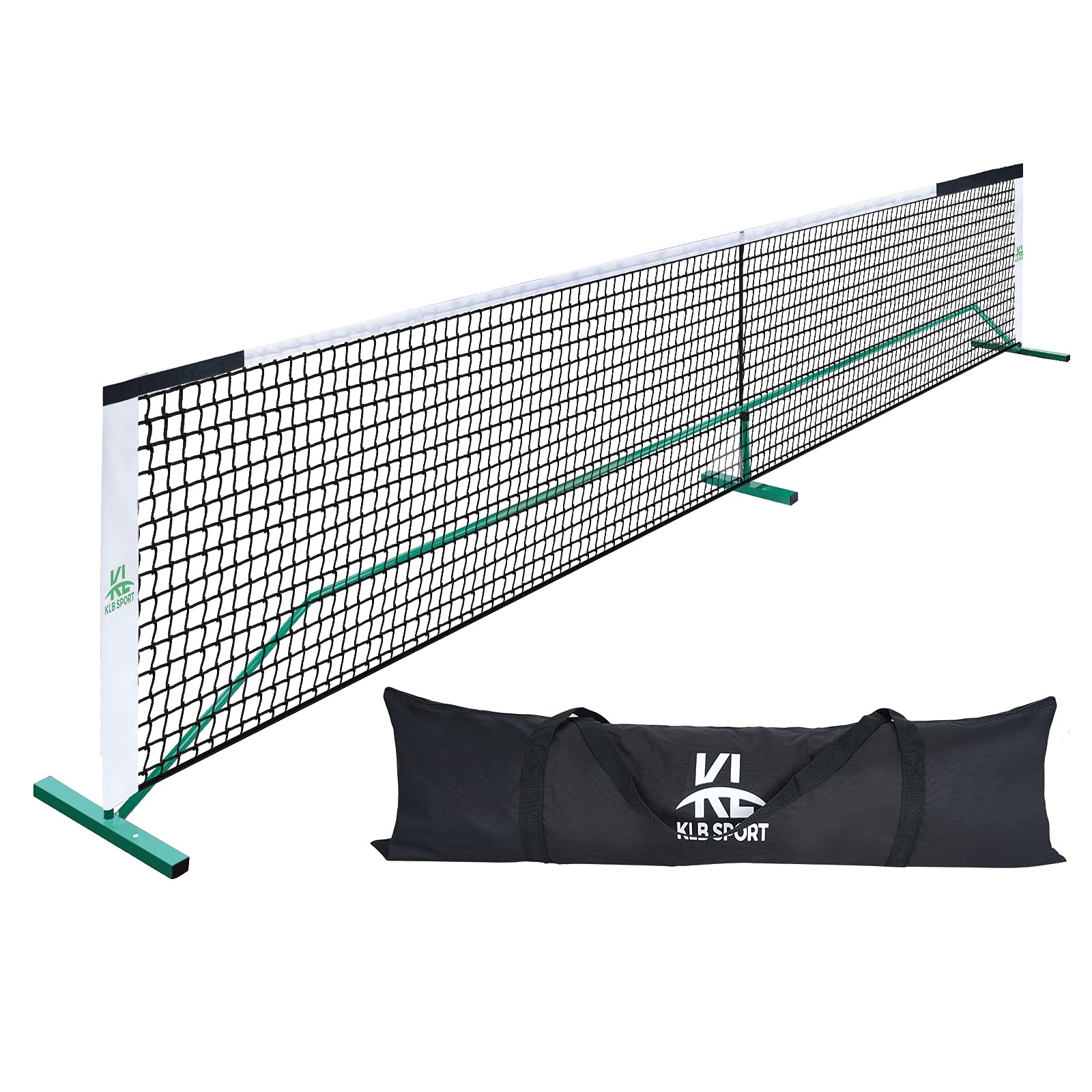 KL KLB SPORT Portable Pickleball Net System Regulation Size Net Set 22FT for Indoor and Outdoor, Designed for All Weather Conditions with Steady Metal Frame, Strong PE Net and 600D Carrying Bag