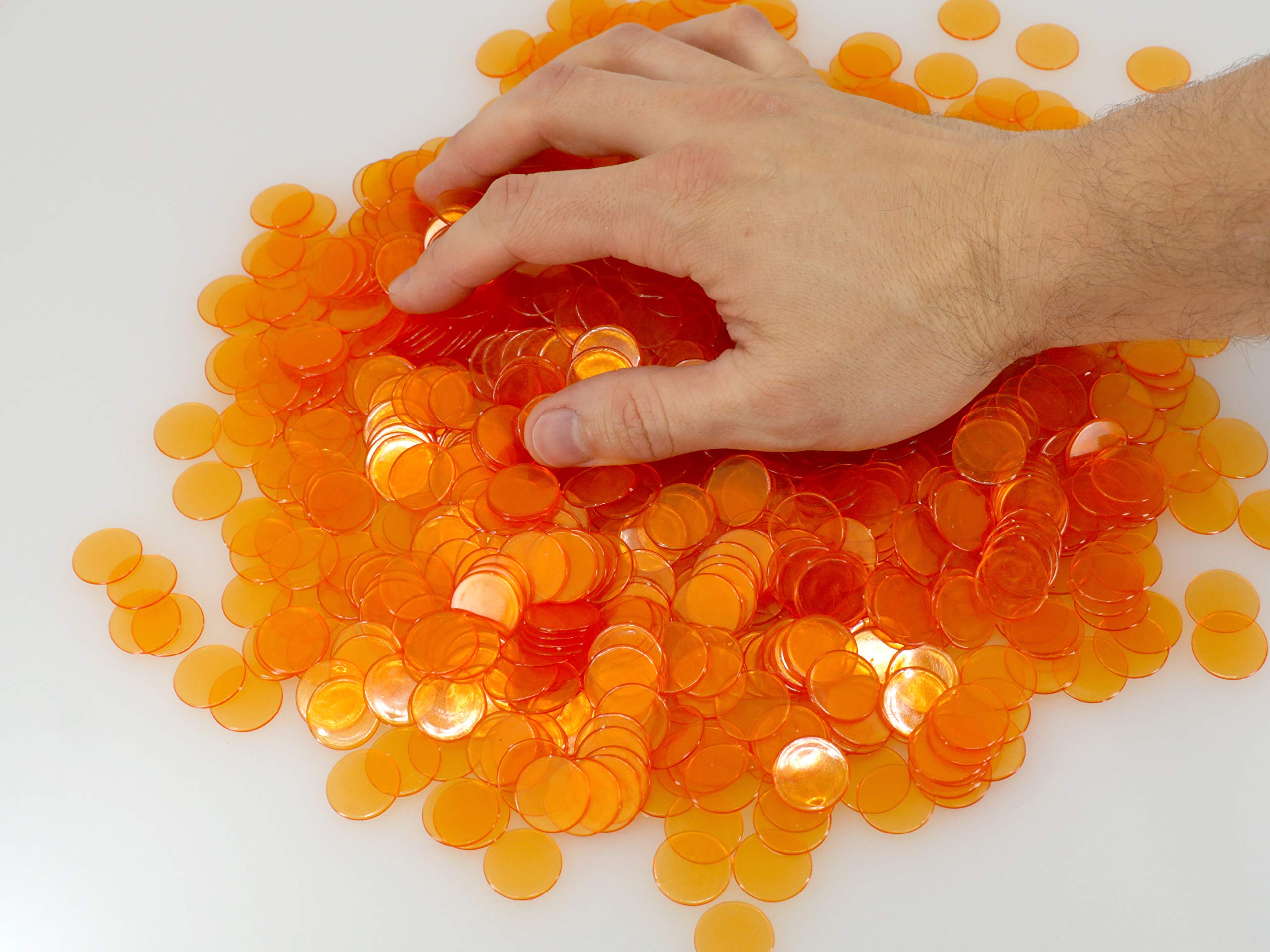 Regal Bingo Plastic Bingo Chips 500 Pcs - Clear Transparent Counters Game Chips Set for Board Game - Fun Bingo Night - 3/4 Inch Orange Color