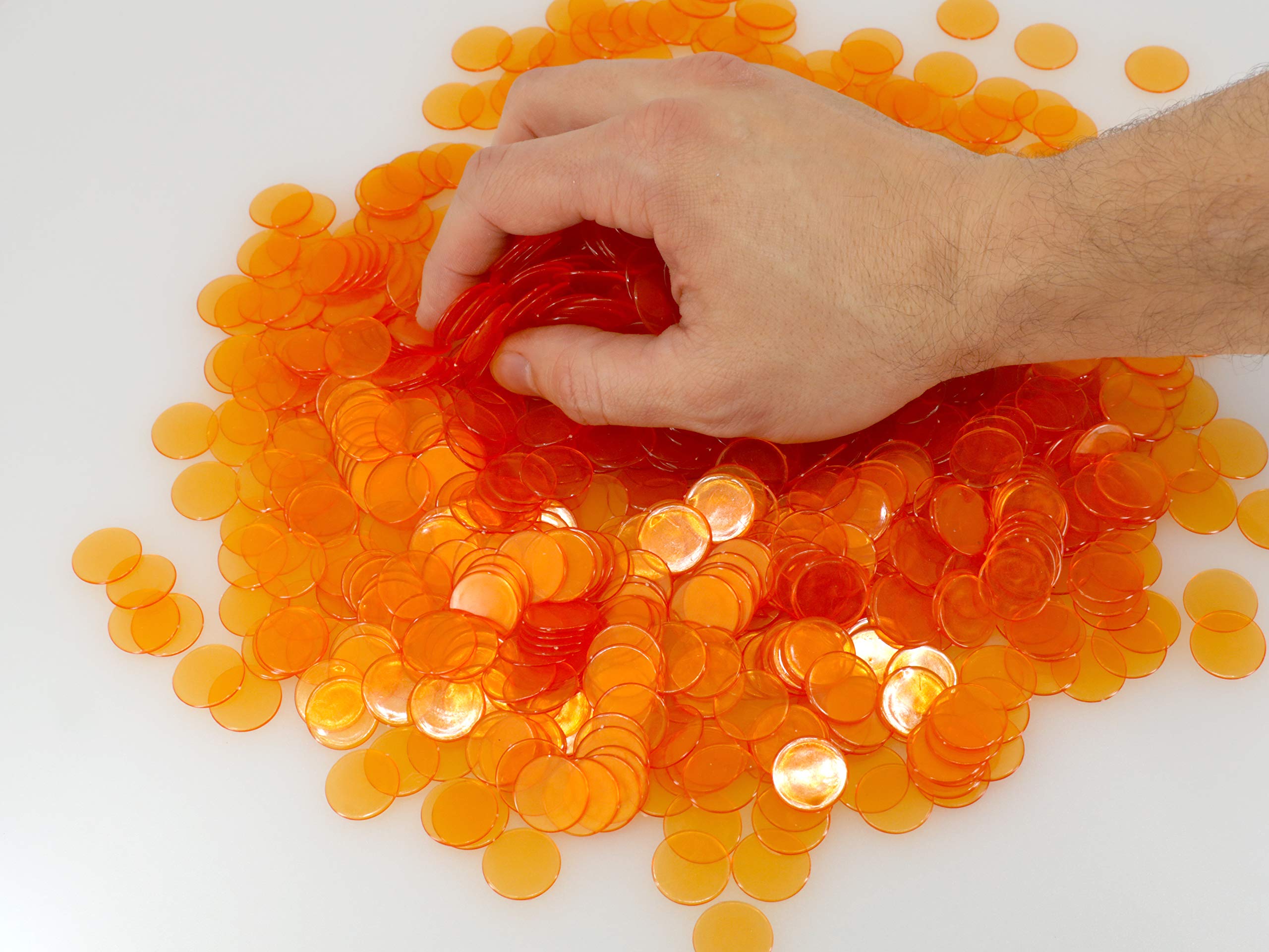 Regal Bingo Plastic Bingo Chips 500 Pcs - Clear Transparent Counters Game Chips Set for Board Game - Fun Bingo Night - 3/4 Inch Orange Color