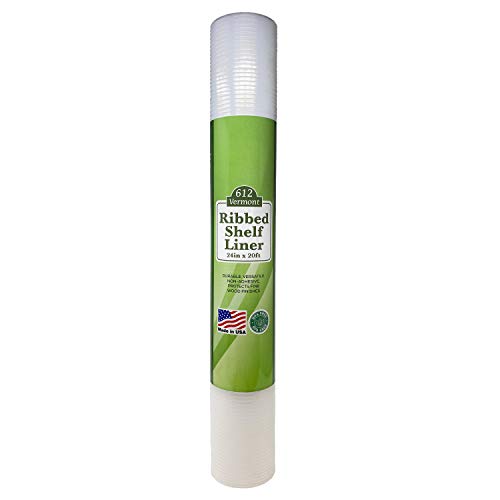 612 Vermont 24" x 20' Clear Ribbed, Waterproof, Non-Adhesive Plastic Shelf Liner for Use in Kitchen Cabinets, Pantry, Wire Shelves, Under Sink, Refrigerators and More.