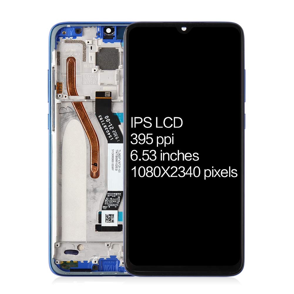 A-MIND for XiaoMi Redmi Note 8 Pro 6.53inchTouch Screen Digitizer LCD Display Assembly Replacement Kits,with Screen Protector+Tools (Blue with Frame)