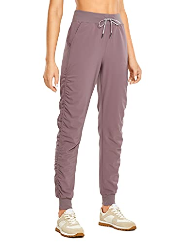 CRZ YOGA Women's Lightweight Workout Joggers 27.5" Ruched - Casual Outdoor Running Athletic Track Hiking Travel Pants (Ruched) Mauve X-Small