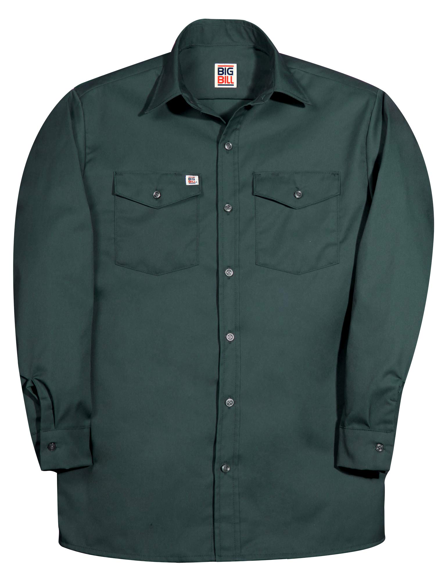 Big Bill Regular and Big and Tall Long Sleeve Premium Work Shirts to 5XB and 5XT in 5 Colors Made in Canada, 2X Big Loden Green