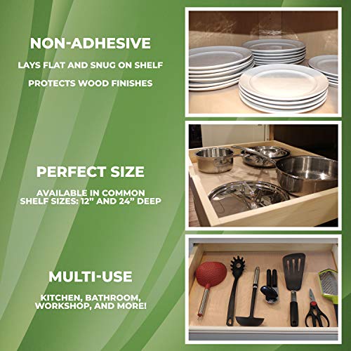 612 Vermont 24" x 20' Clear Ribbed, Waterproof, Non-Adhesive Plastic Shelf Liner for Use in Kitchen Cabinets, Pantry, Wire Shelves, Under Sink, Refrigerators and More.
