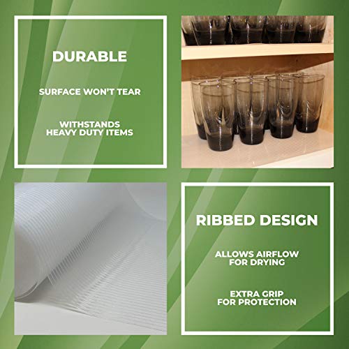 612 Vermont 24" x 20' Clear Ribbed, Waterproof, Non-Adhesive Plastic Shelf Liner for Use in Kitchen Cabinets, Pantry, Wire Shelves, Under Sink, Refrigerators and More.