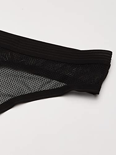 DKNY womens Sheer Stripe Thong Panties, Black, Large US