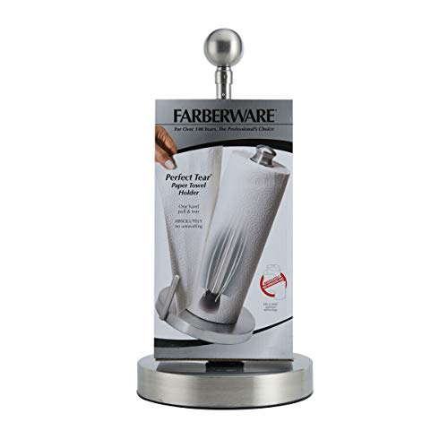 Farberware 5265389 Perfect Tear Brushed Stainless Steel Paper Towel Holder, 14-inch