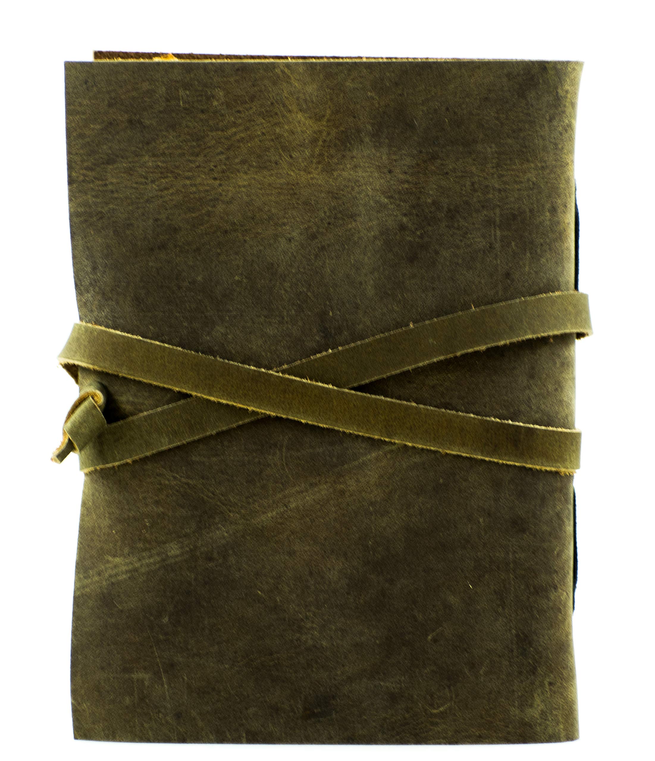 OVERDOSE Deckle Brown Leather Journal - Diary Sketchbook Book of Shadows Handmade Vintage Deckle Edge Paper - 6 x 8 inches | 15 x 20 cm | A5