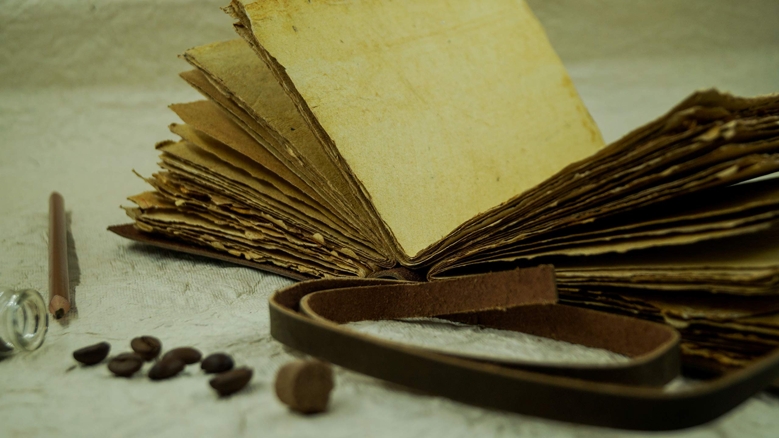 OVERDOSE Deckle Brown Leather Journal - Diary Sketchbook Book of Shadows Handmade Vintage Deckle Edge Paper - 6 x 8 inches | 15 x 20 cm | A5