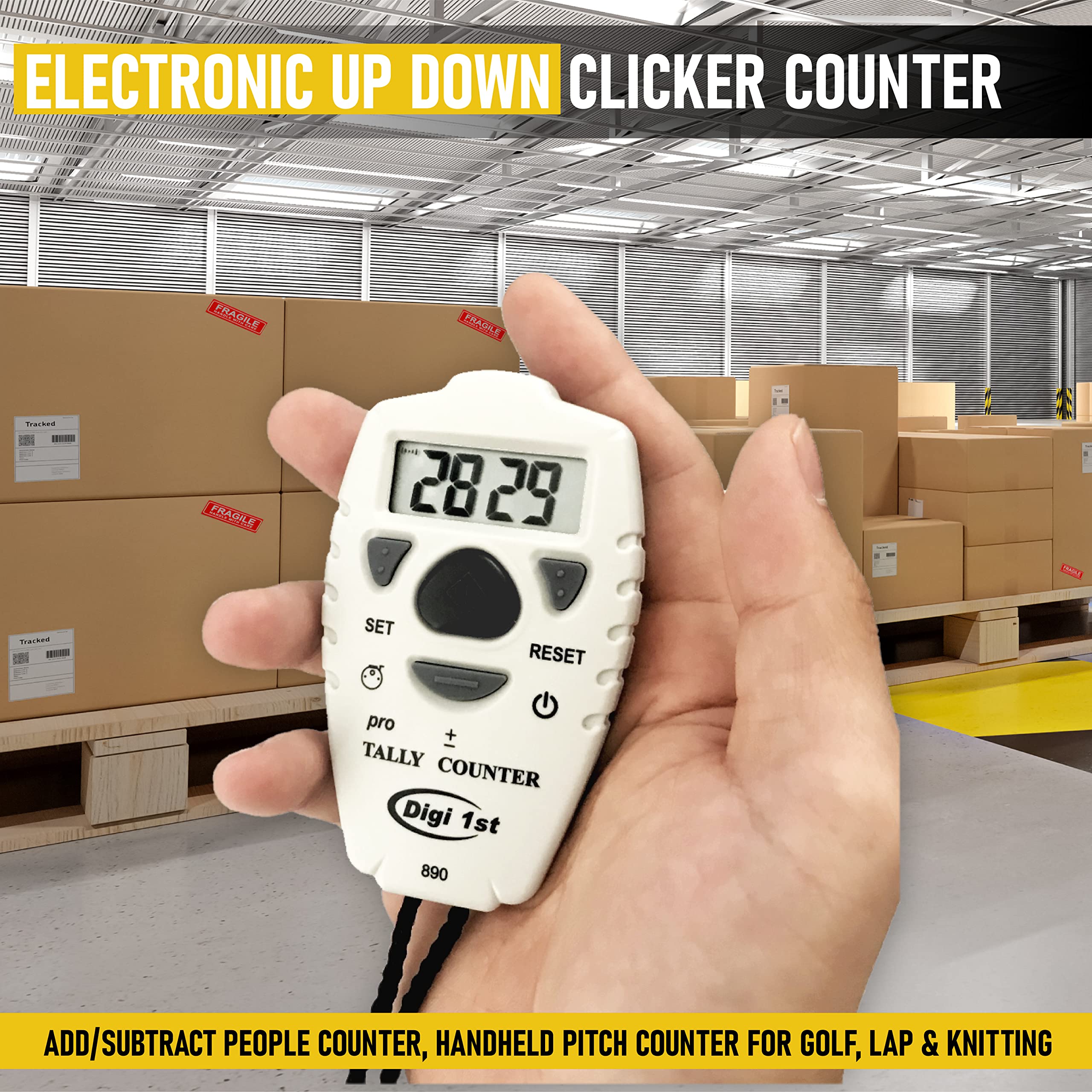 Digi 1st TC-890 Digital Tally Counter, Electronic Up Down Clicker Counter, Add/Subtract People Counter, Handheld Pitch Counter for Golf, Lap & Knitting (2-Pack)