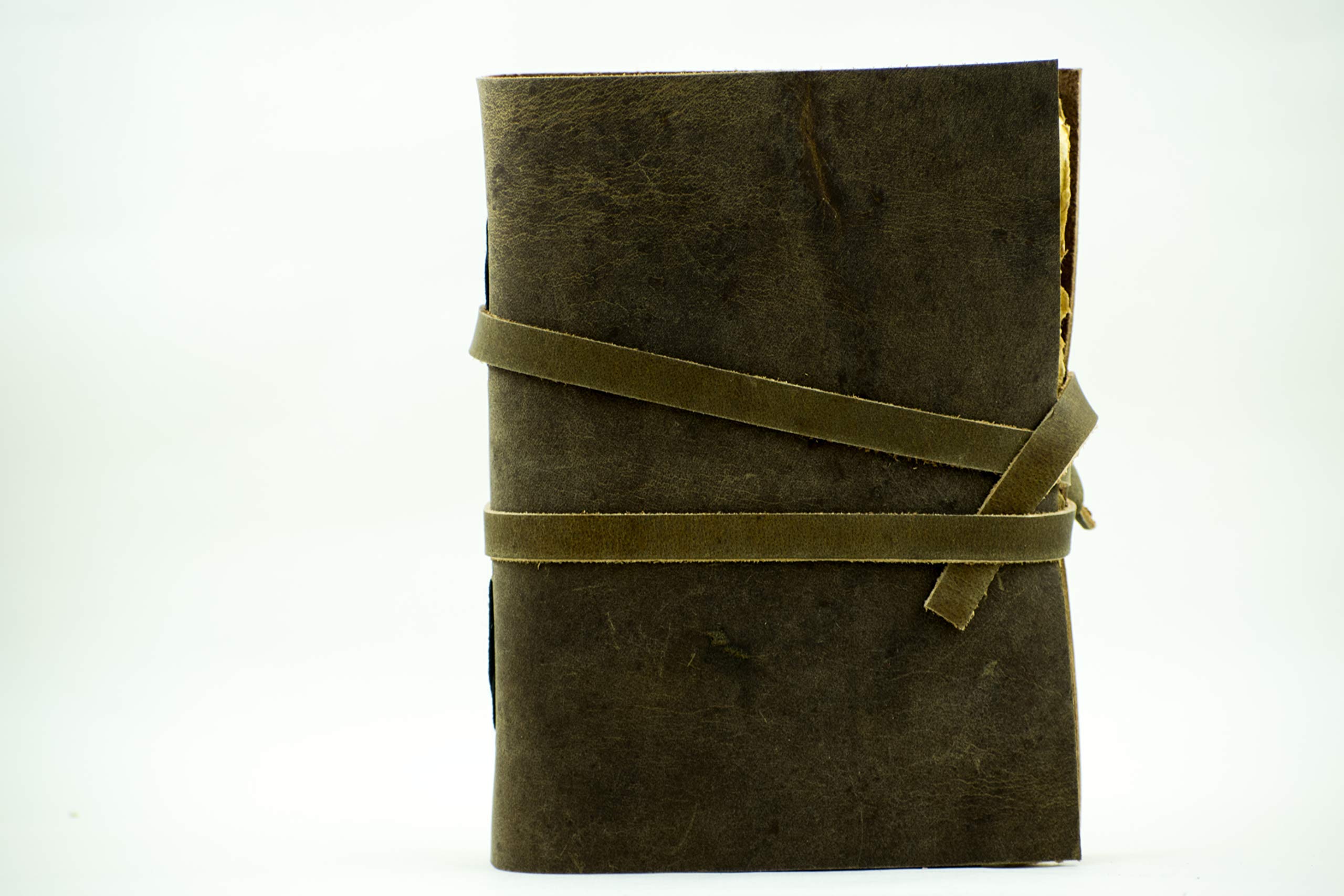 OVERDOSE Deckle Brown Leather Journal - Diary Sketchbook Book of Shadows Handmade Vintage Deckle Edge Paper - 6 x 8 inches | 15 x 20 cm | A5