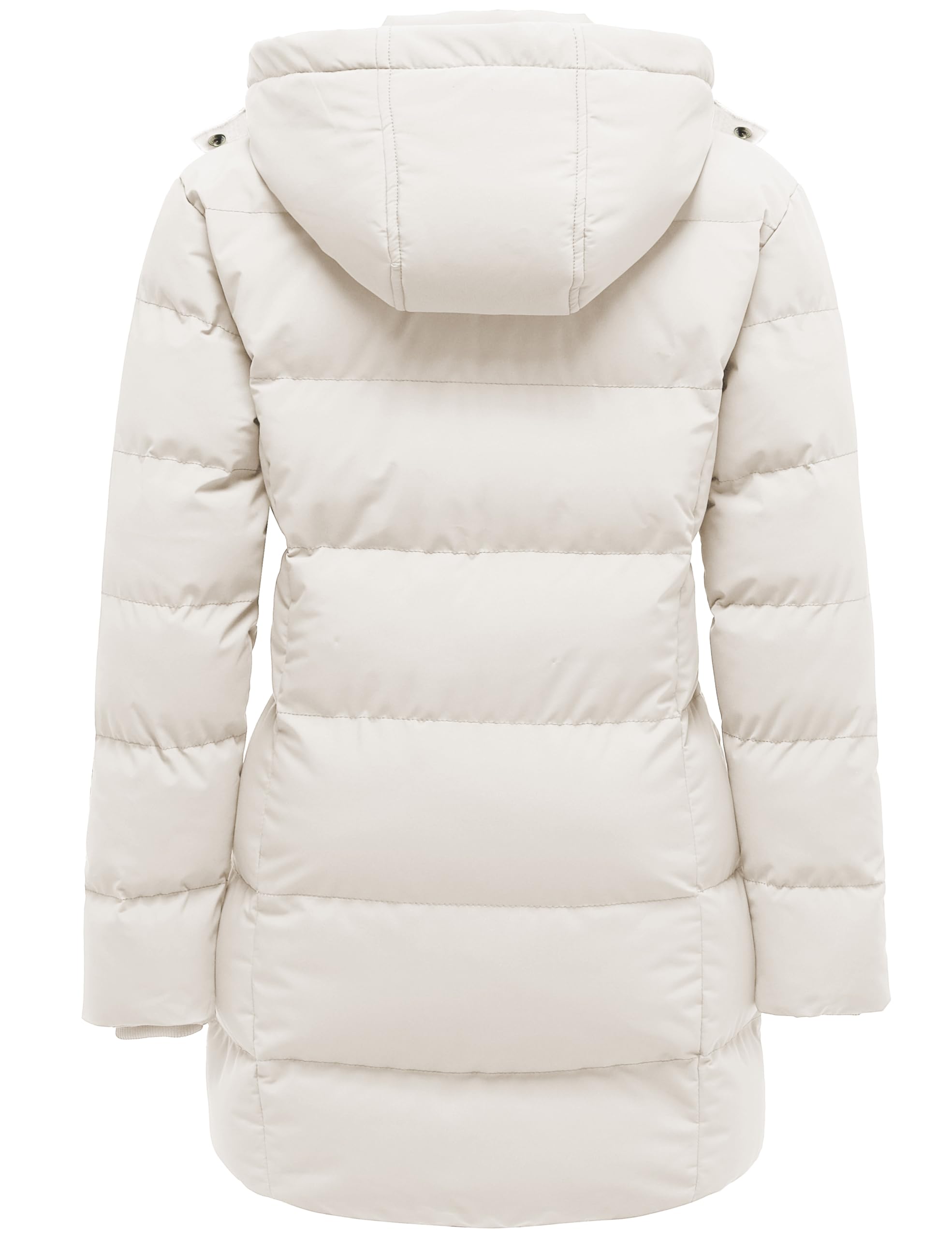 WenVen Women's Heavy Winter Coat Thicken Outerwear Long Hooded Puffer Jacket with Removable Hood (Beige,M)