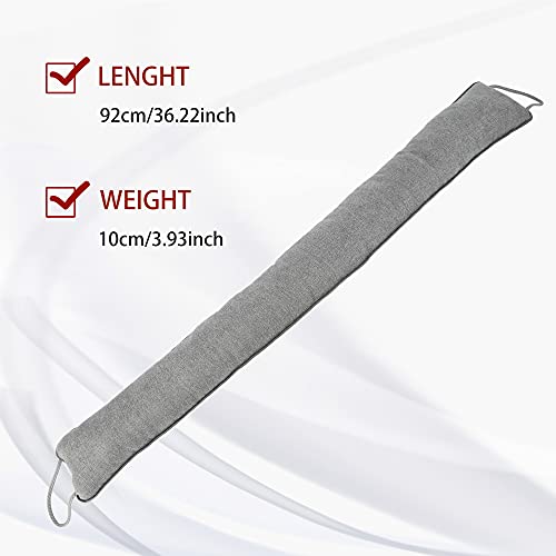 Upgraded Under Door Draft Guard 36inch, Air Stopper Noise Blocker Heavier Bottom Insulation with Hanging Loops Easy Storage (Grey, Cotton)