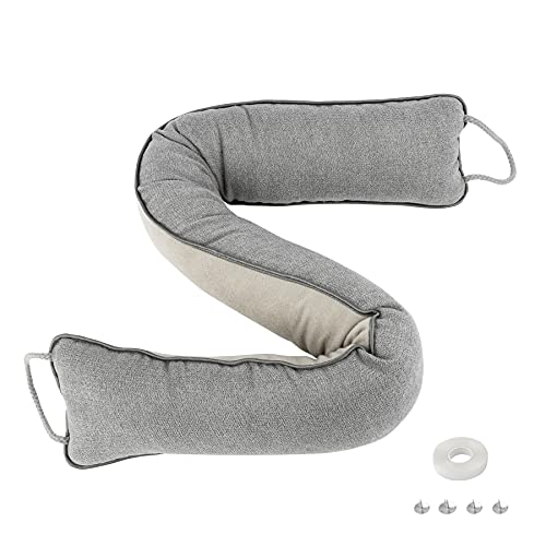 Upgraded Under Door Draft Guard 36inch, Air Stopper Noise Blocker Heavier Bottom Insulation with Hanging Loops Easy Storage (Grey, Cotton)