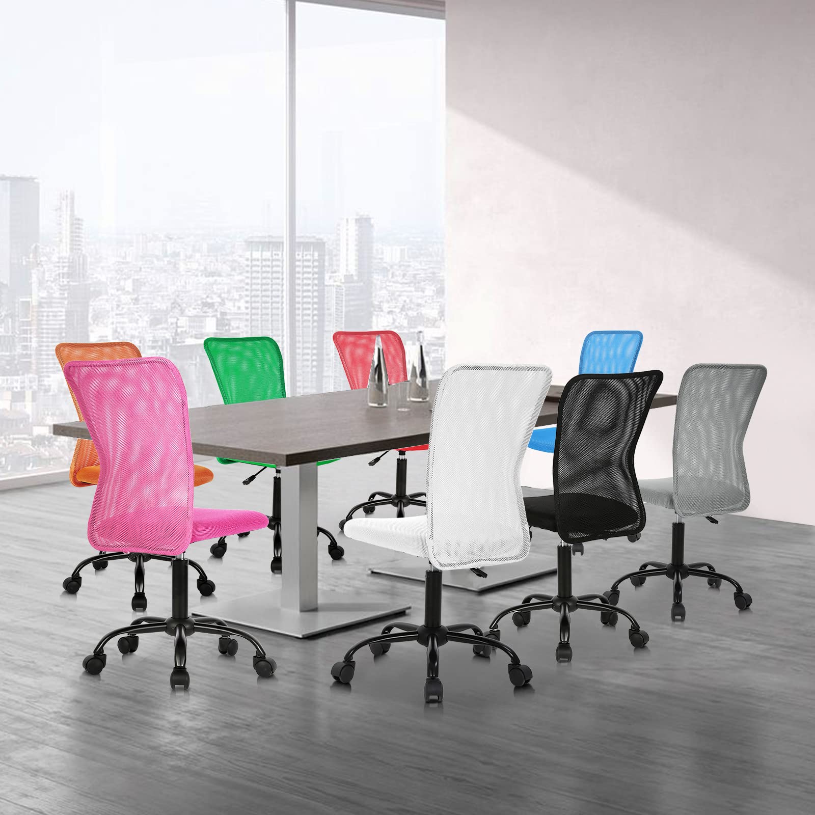 Ergonomic Office Chair Mesh Support Modern Executive Mid Back Rolling Swivel Chair Computer Chair Task Chair for Men& Women, Black