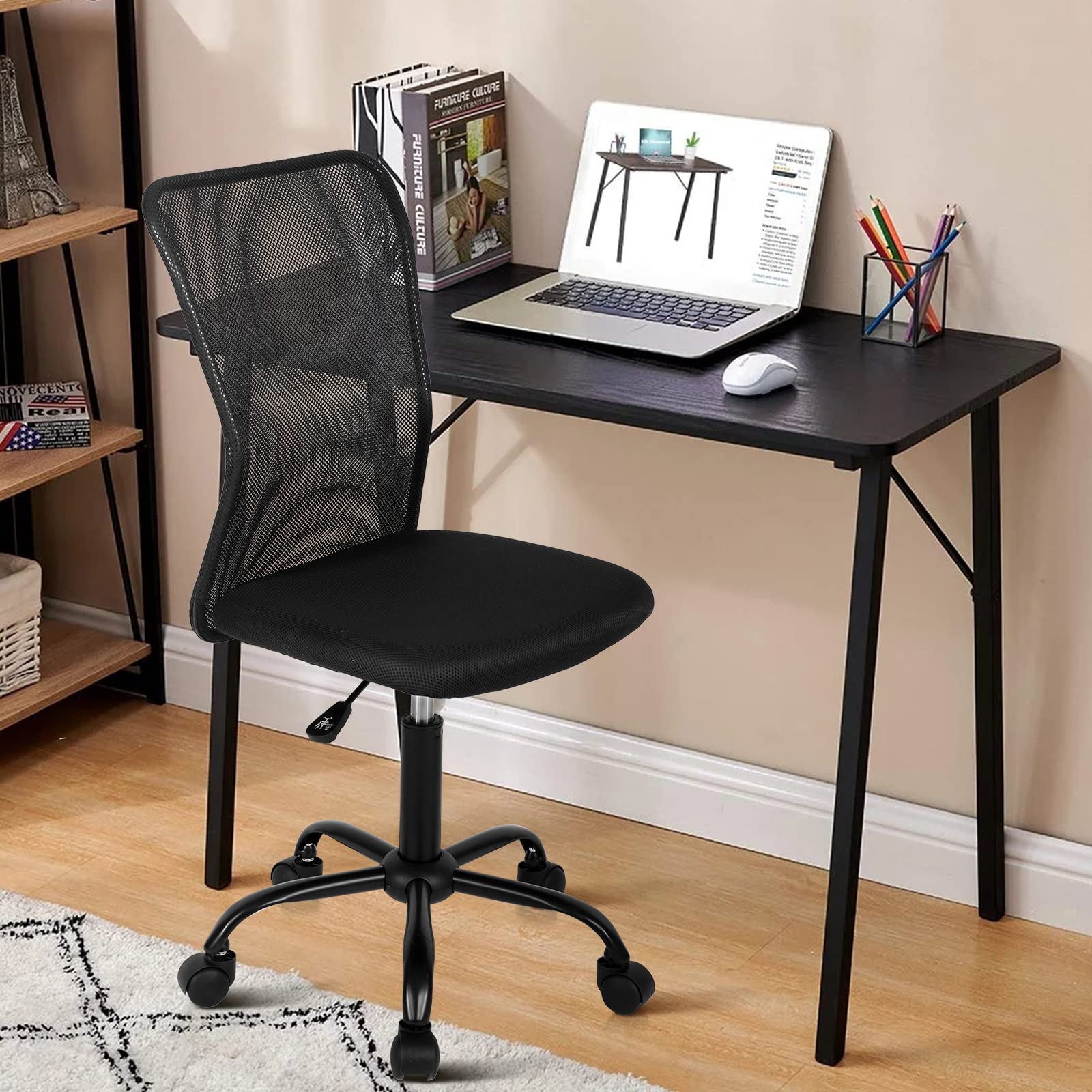 Ergonomic Office Chair Mesh Support Modern Executive Mid Back Rolling Swivel Chair Computer Chair Task Chair for Men& Women, Black