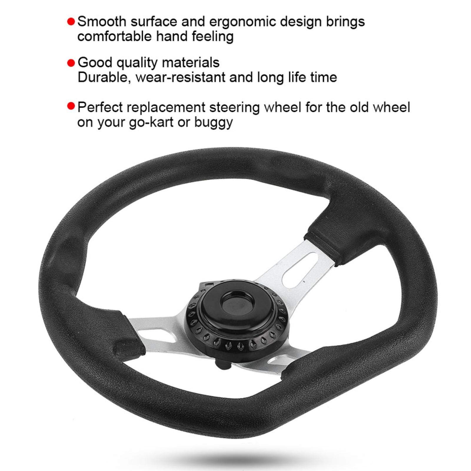 Acouto 270mm -Kart Steering Wheel with, Steering Wheel for -Kart Racing Cart Accessory
