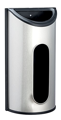 Greenco Plastic Bag Saver, Holder and Dispenser, Wall Mount Brushed Stainless Steel Storage Solution with an Extra Wide Opening for Easy Access to Grocery Bags, Trash Bags, Shopping Bags