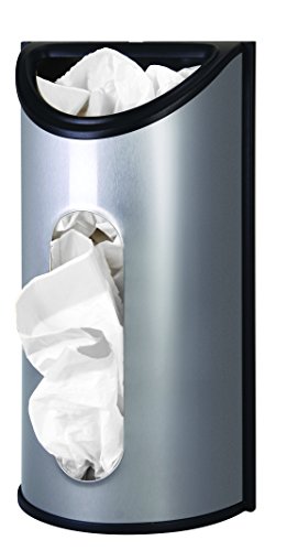 Greenco Plastic Bag Saver, Holder and Dispenser, Wall Mount Brushed Stainless Steel Storage Solution with an Extra Wide Opening for Easy Access to Grocery Bags, Trash Bags, Shopping Bags
