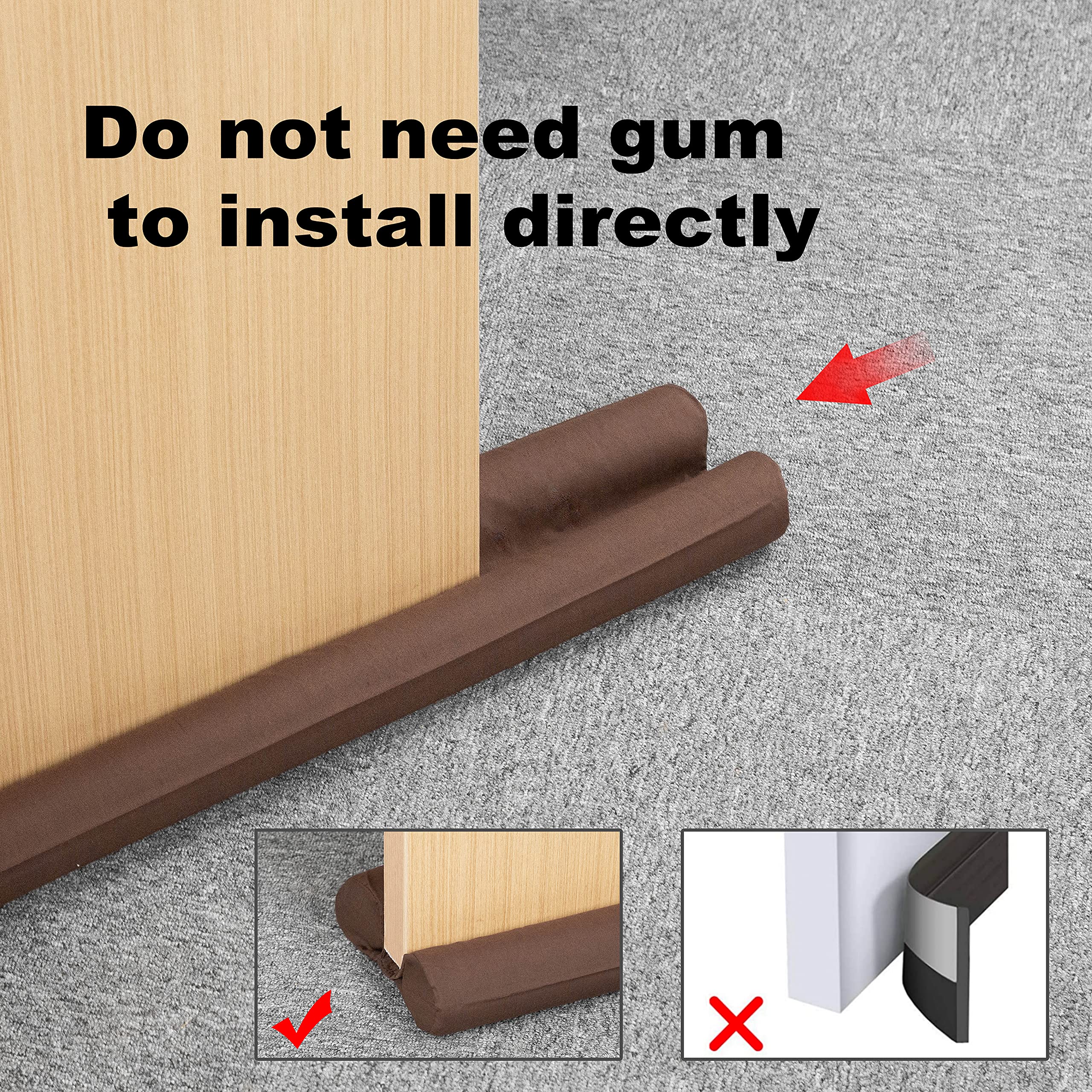 YOUXI Door Draft Stopper, Adjustable 32" to 38", Reduces Noise, Cold Air & Dust, Machine-Washable, Energy Saving