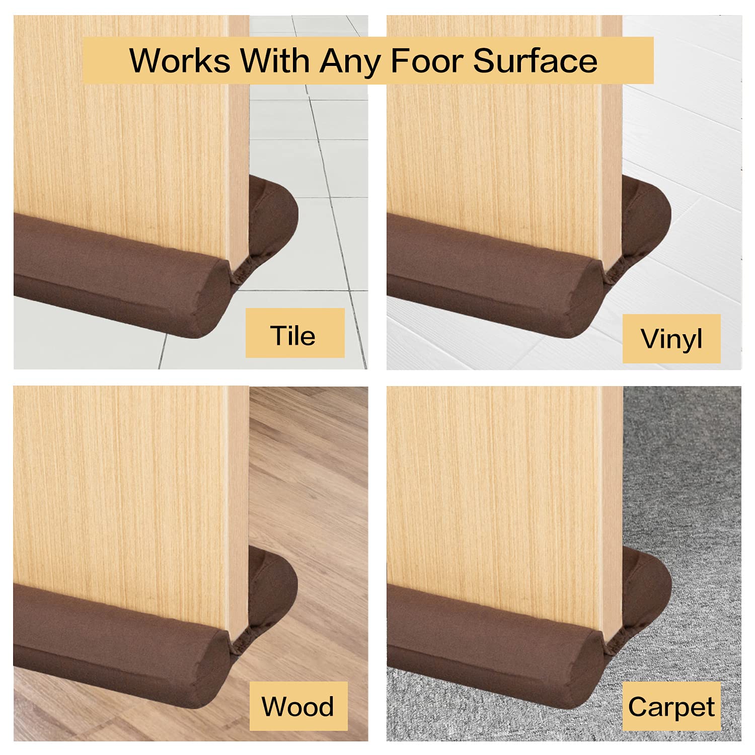 YOUXI Door Draft Stopper, Adjustable 32" to 38", Reduces Noise, Cold Air & Dust, Machine-Washable, Energy Saving